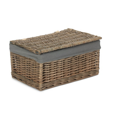 Red Hamper EH125GRY Small Antique Wash Finish Storage Hamper with Grey ...