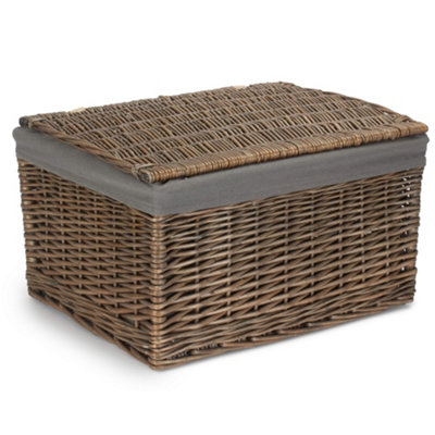 Red Hamper EH127GRY Large Antique Wash Storage Hamper with Grey Sage Lining