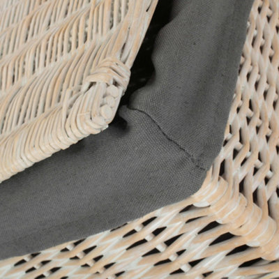 Red Hamper EH131GRY Small White Wash Finish Storage Hamper with Grey ...