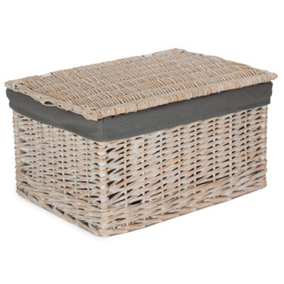 Red Hamper EH133GRY Large White Wash Finish Storage Hamper with Grey ...