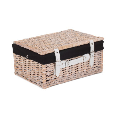 Red Hamper EH138BL Wicker 41cm White Hamper with Black Lining