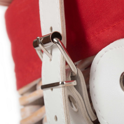 Red Hamper EH138R Wicker 41cm White Hamper with Red Lining