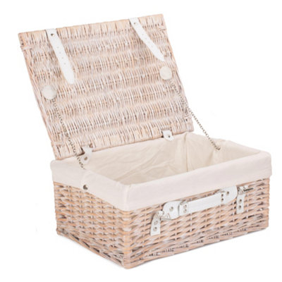 Red Hamper EH138W Wicker 41cm White Hamper with White Lining | DIY at B&Q