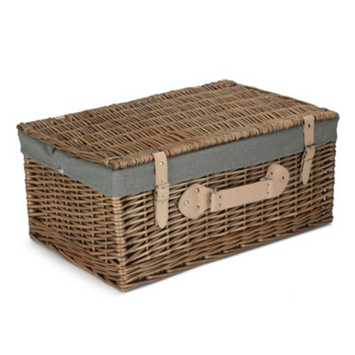 Red Hamper EH150GRY 55cm Antique Wash Hamper with Grey Sage Lining
