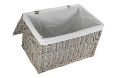 Red Hamper EH160 Wicker 72cm Grey Wash Finish Storage Hamper Basket ...