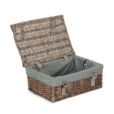 Red Hamper EH168GRY Antique Wash Grey Lining 35cm Empty Hamper Basket