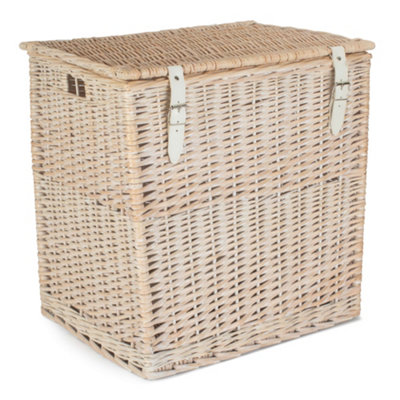 Red Hamper EH171 Wicker Large White Wash Vintner Storage Picnic Basket