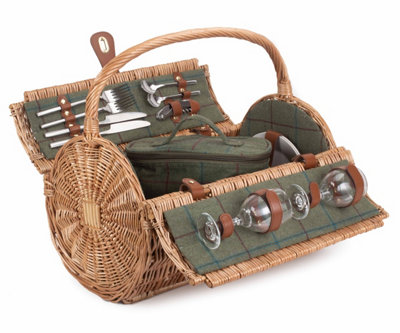 Red Hamper FH111 Wicker 2 Person Green Tweed Barrel Picnic Basket | DIY ...