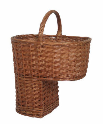 Curver Medium H-line Oval Wicker Stair Step Storage Basket With Carry ...