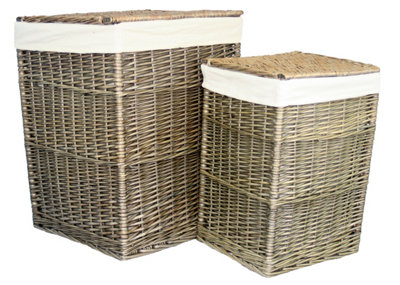 Red Hamper H022 Wicker Laundry Storage Basket Set of 2 | DIY at B&Q