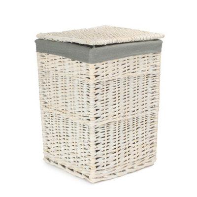 Red Hamper H078GRY/2 Large Square White Wash Laundry Hamper with Grey ...