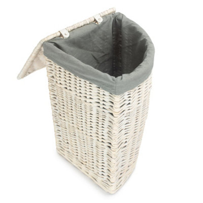 Red Hamper H079GRY/1 Small Corner White Wash Laundry Hamper With Grey ...