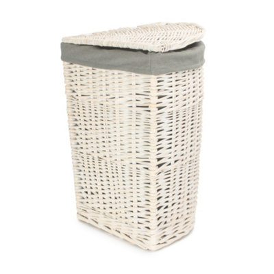 Red Hamper H079GRY/1 Small Corner White Wash Laundry Hamper With Grey ...
