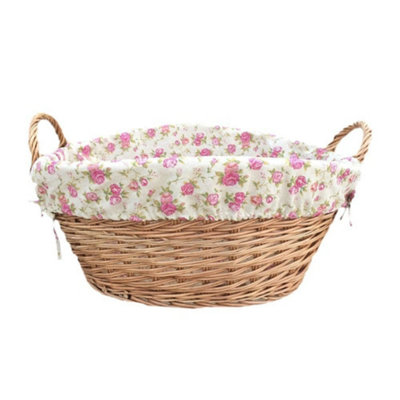 Red Hamper H098R Wicker Light Steamed Laundry Baskets with Garden Rose ...