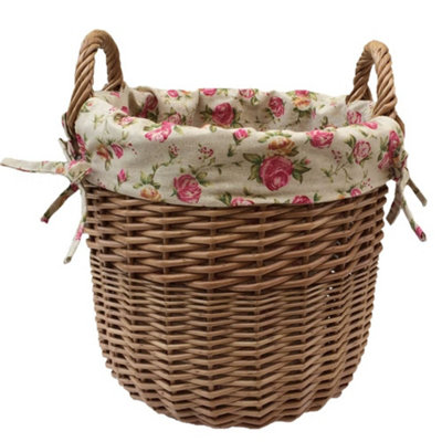 Red Hamper H100R/2 Brown Large Wicker Linen Basket with a Garden Rose ...