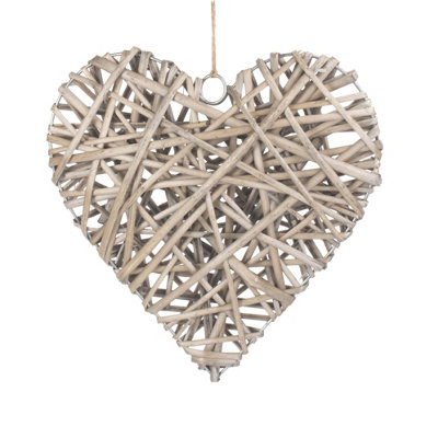 Red Hamper H150L Wicker Large Full Antique Wash Heart | DIY at B&Q