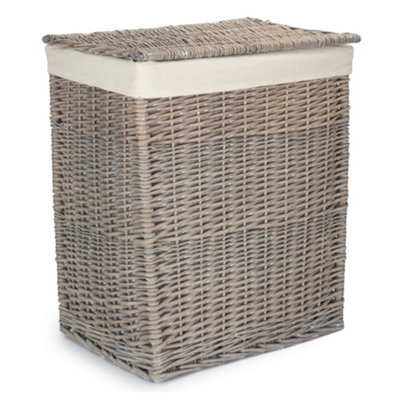 Red Hamper H199 Slim Grey Wash Wicker Laundry Basket
