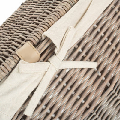 Red Hamper H199 Slim Grey Wash Wicker Laundry Basket