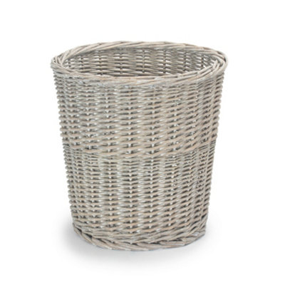 Red Hamper H203 Wicker Grey Wash Round Waste Bin