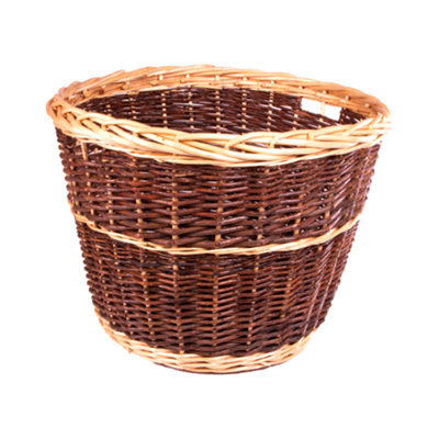 Red Hamper L001/HOME Wicker Round Rustic Log Basket