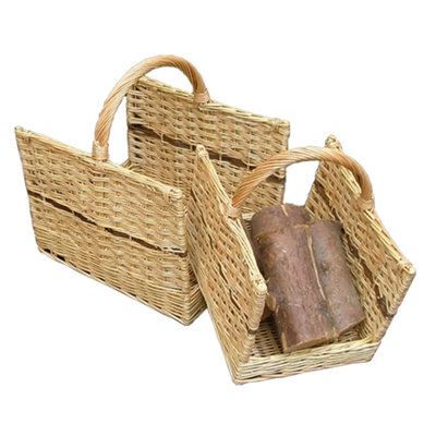 Red Hamper L003/HOME Wicker Set of 2 Open End Log Baskets