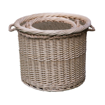 Red Hamper L033/HOME Wicker Set of 3 Deluxe Rope Handled Lined Log ...
