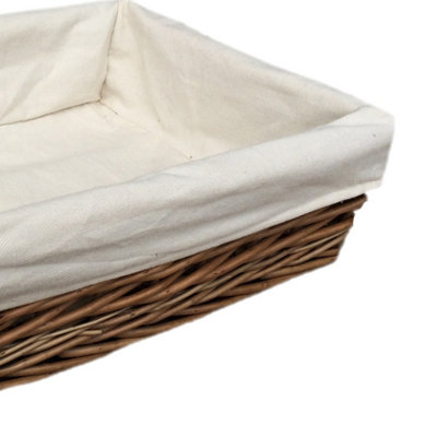 RED HAMPER PT079L WICKER LARGE LINED ANTIQUE WASH STRAIGHT SIDED TRAY