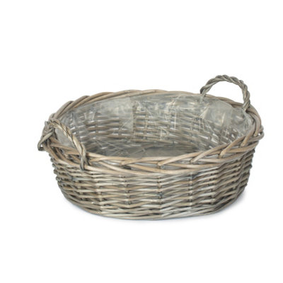 Red Hamper PT084L Wicker Large Round Antique Wash Display Tray