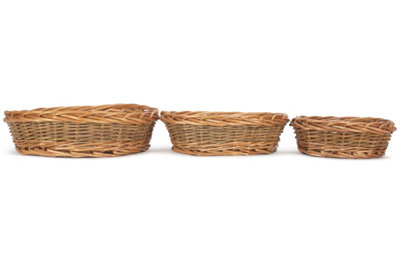 Red Hamper PT105-107 Wicker Set of 3 Unpeeled Willow Round Tray