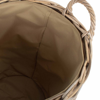 Red Hamper RA010L/1 Rattan Medium Hessian Lined Tall Round Fireside ...