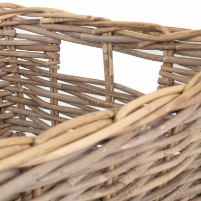 Red Hamper RA024 Rattan Extra Large Shallow Kubu Grey Rattan Rectangular Basket
