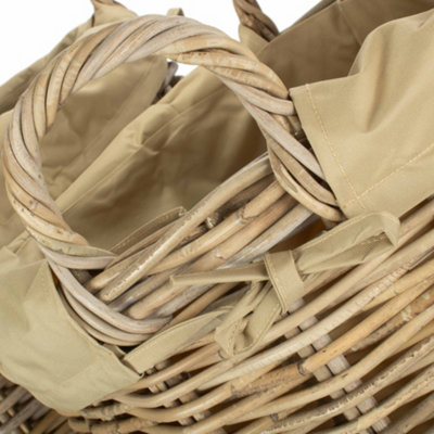 Red Hamper RA051 Set of 2 Tall Round Fireside Grey Rattan Log Basket ...