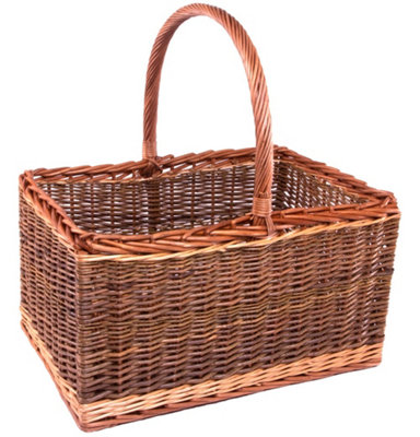 Red Hamper S051G/HOME Wicker Bakers Shopping Basket Green Finish