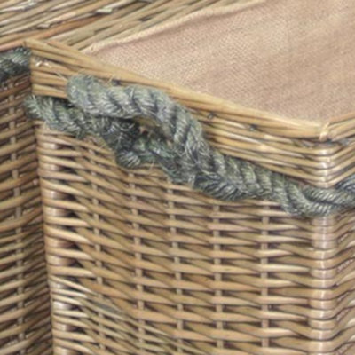 Red Hamper ST021 Wicker Large Rectangular Rope Handled Log Basket