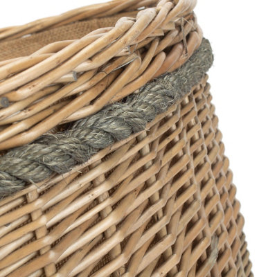 Red Hamper ST028 Wicker Medium Oval Rope Handled Log Basket