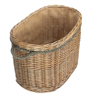 Red Hamper ST029 Wicker Large Oval Rope Handled Log Basket | DIY at B&Q