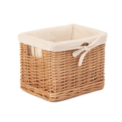 Red Hamper ST050 Wicker Small Deep Storage Basket with Cotton Lining | DIY at B&Q