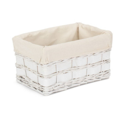 Red Hamper ST079W/1 Wicker Small White Scandi Storage Basket With White ...