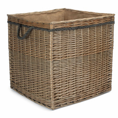 Red Hamper ST084/3 Large Antique Wash Square Storage Log Basket