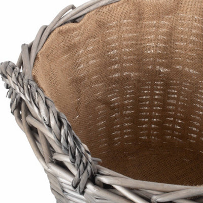 Red Hamper W053 Wicker Large Antique Wash Finish Lined Log Baskets