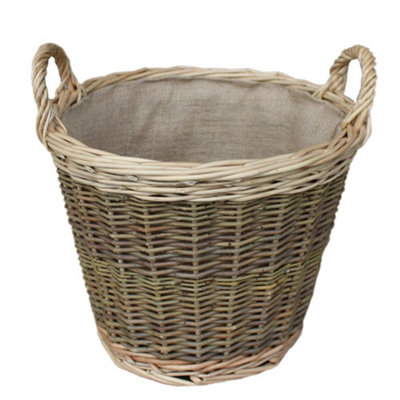 Red Hamper W056 Wicker Small Unpeeled Hessian Lined Log Basket | DIY at B&Q