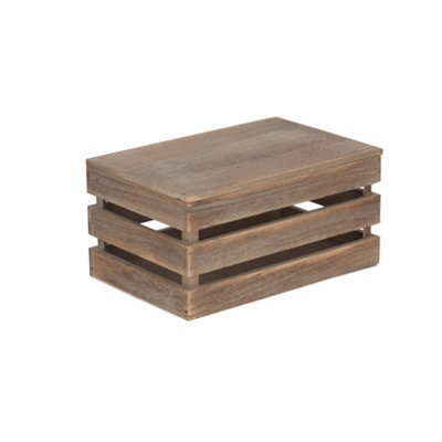 Red Hamper WB030L Wood Small Oak Effect Slatted Lidded Wooden Storage ...