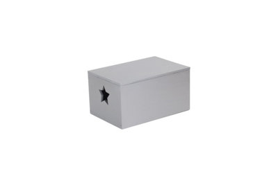 Red Hamper WB068 Wood Soft Wood Silver Painted Storage Box with Star ...
