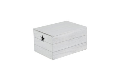 Red Hamper WB080L Wood Wooden Large Vintage Effect Star Cut Out Box