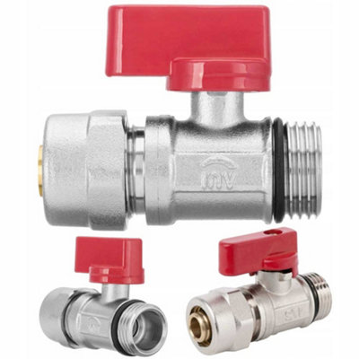 Red Handle Hot Water PEX 16mm x 1/2" Male BSP Shut-Off Valve ...
