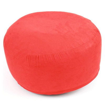 Red Inflatable Foot Rest - Super Soft Faux Suede Pouffe Home Furniture ...