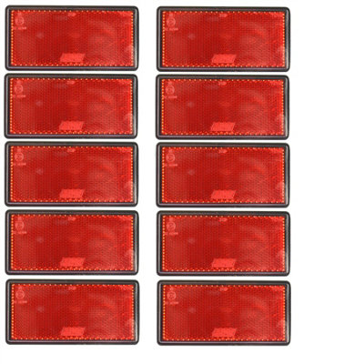 Red Large Rear Reflector 10 Pack Trailer Fence Gate Post Self-Adhesive