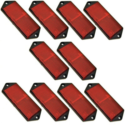 Red Large Rectangular Rear Reflector Pack of 10 Trailer Fence / Gate ...