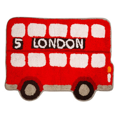 Red London Bus Shaped Floor Rug | DIY at B&Q