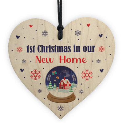 Red Ocean 1st First Christmas In New Home Wood Heart Housewarming ...